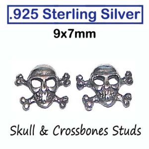 Skull & Crossbones Sterling Silver Stud Earrings – Silver Treasures Pty Ltd